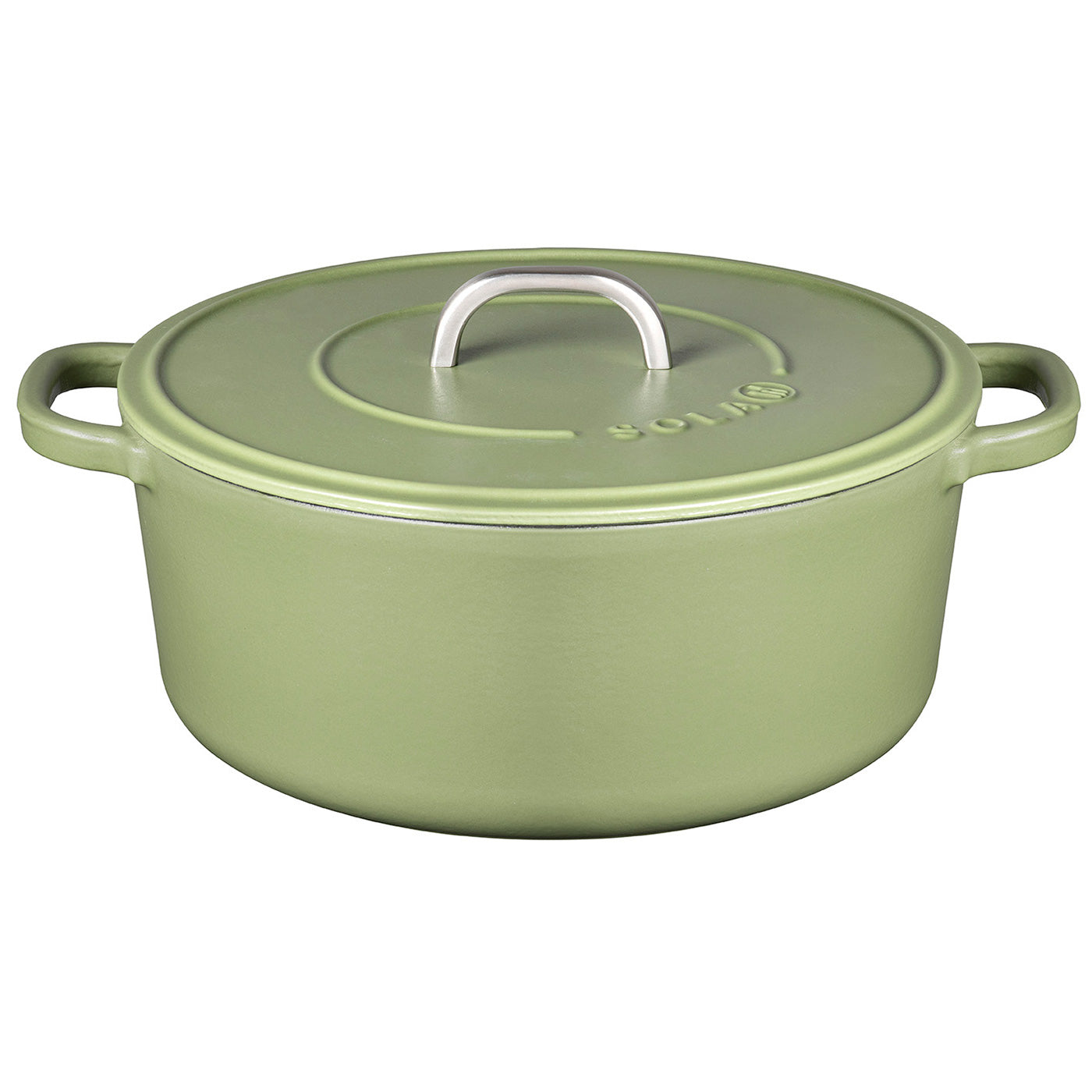 28cm Matt Green Cast Iron Casserole – Sola Cookware